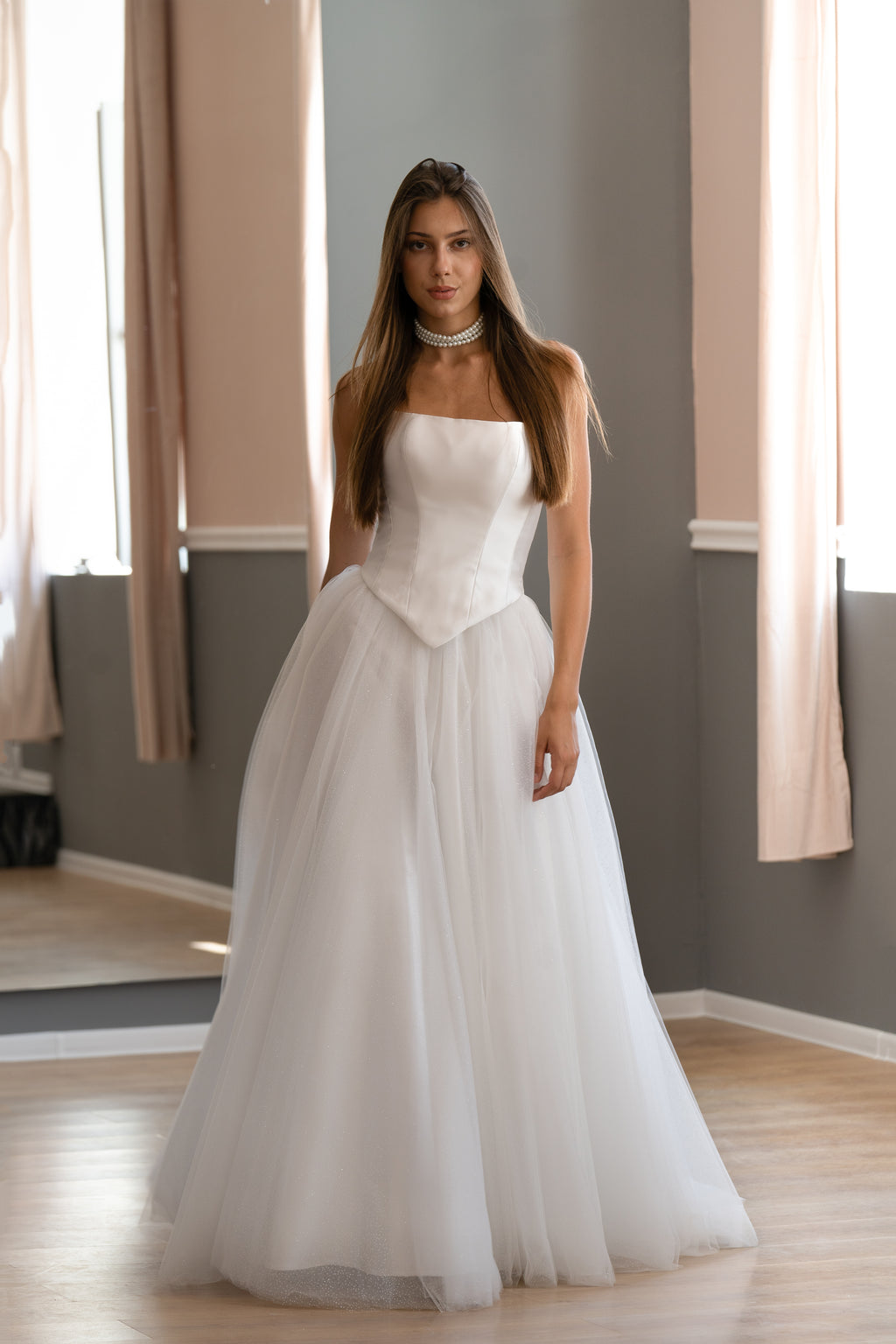 Strapless Corset Wedding Dress with Basque Waist Adelle